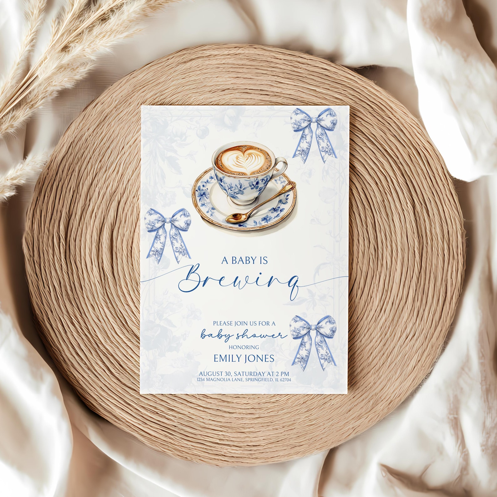 Coffee Bean Baby Shower Invitation, Editable A Baby is Brewing Coffee ...