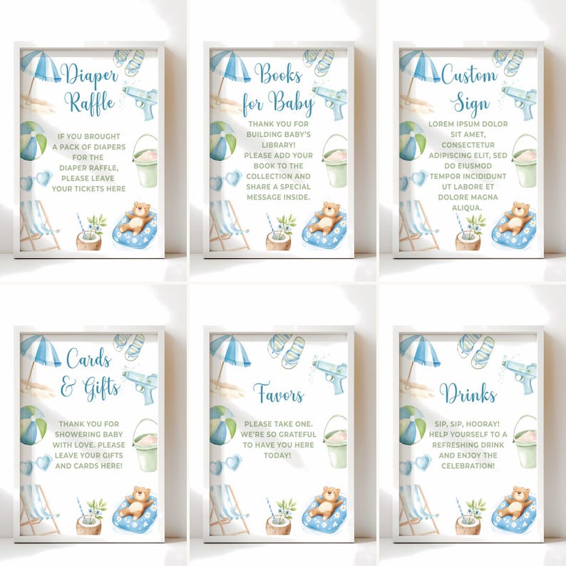 Splish Splash Baby Shower Bundle - Pool Baby Shower Decor - Splish ...