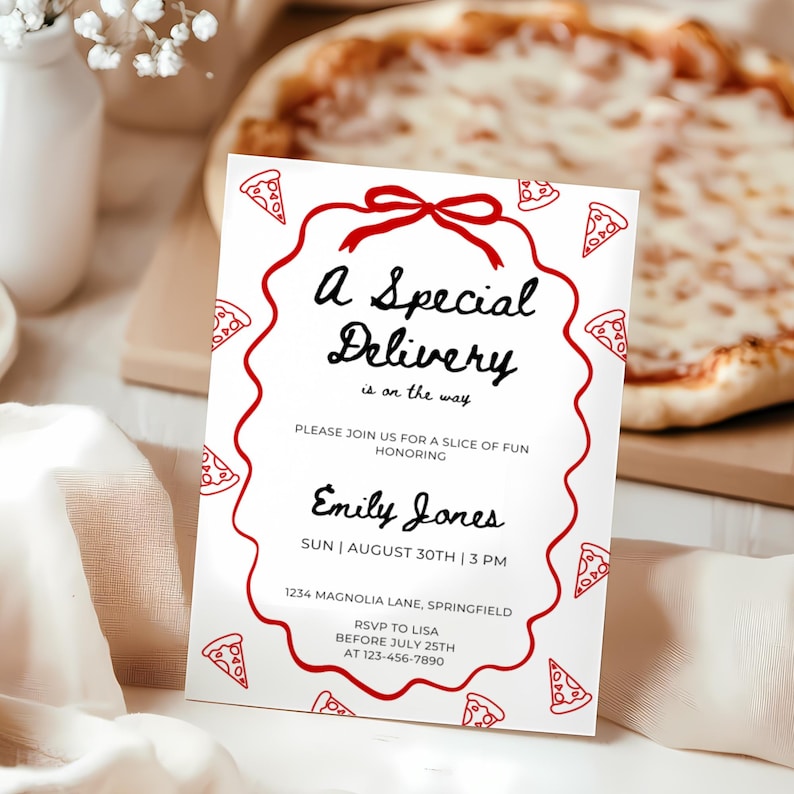 Special Delivery Baby Shower Invitation, Italian Pizza Baby Shower ...
