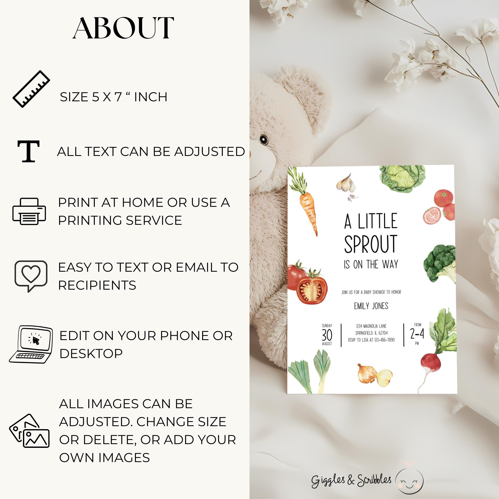 A Little Sprout is on the Way Baby Shower Invitation, Locally Grown ...
