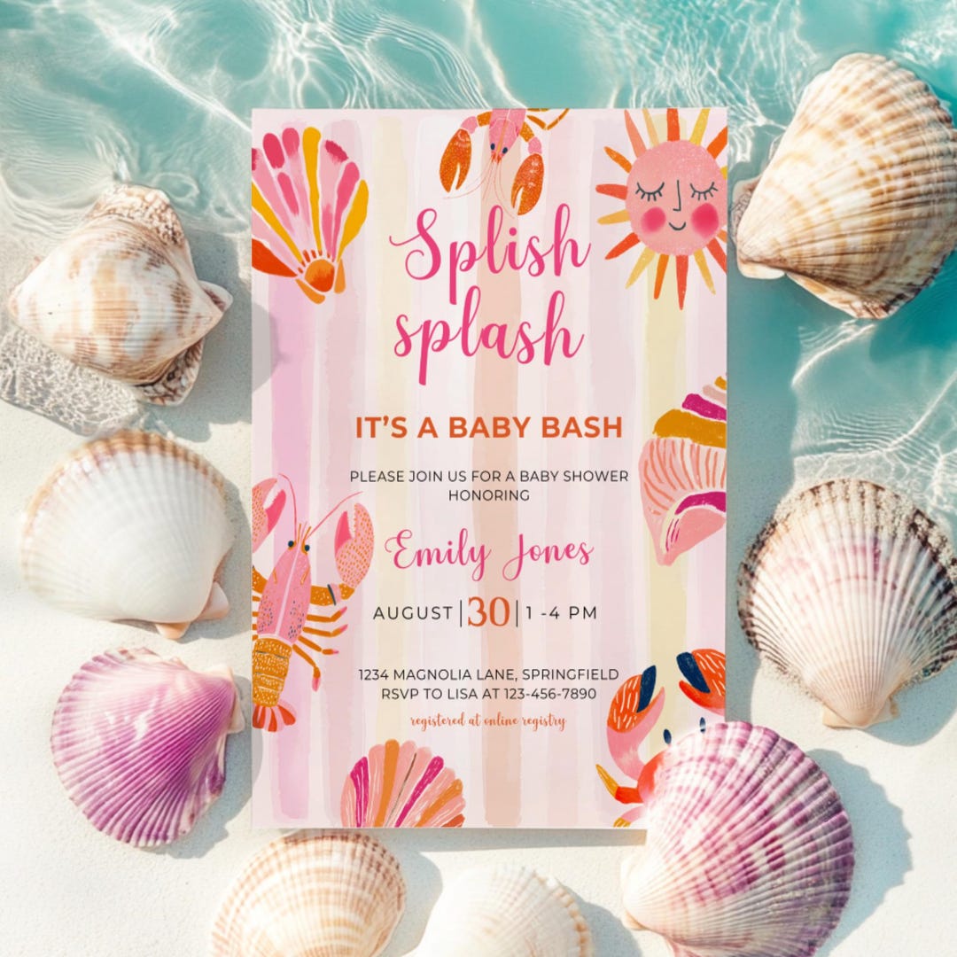 Splish Splash Baby Shower Invitation - Pool Baby Shower Invite - Splish ...
