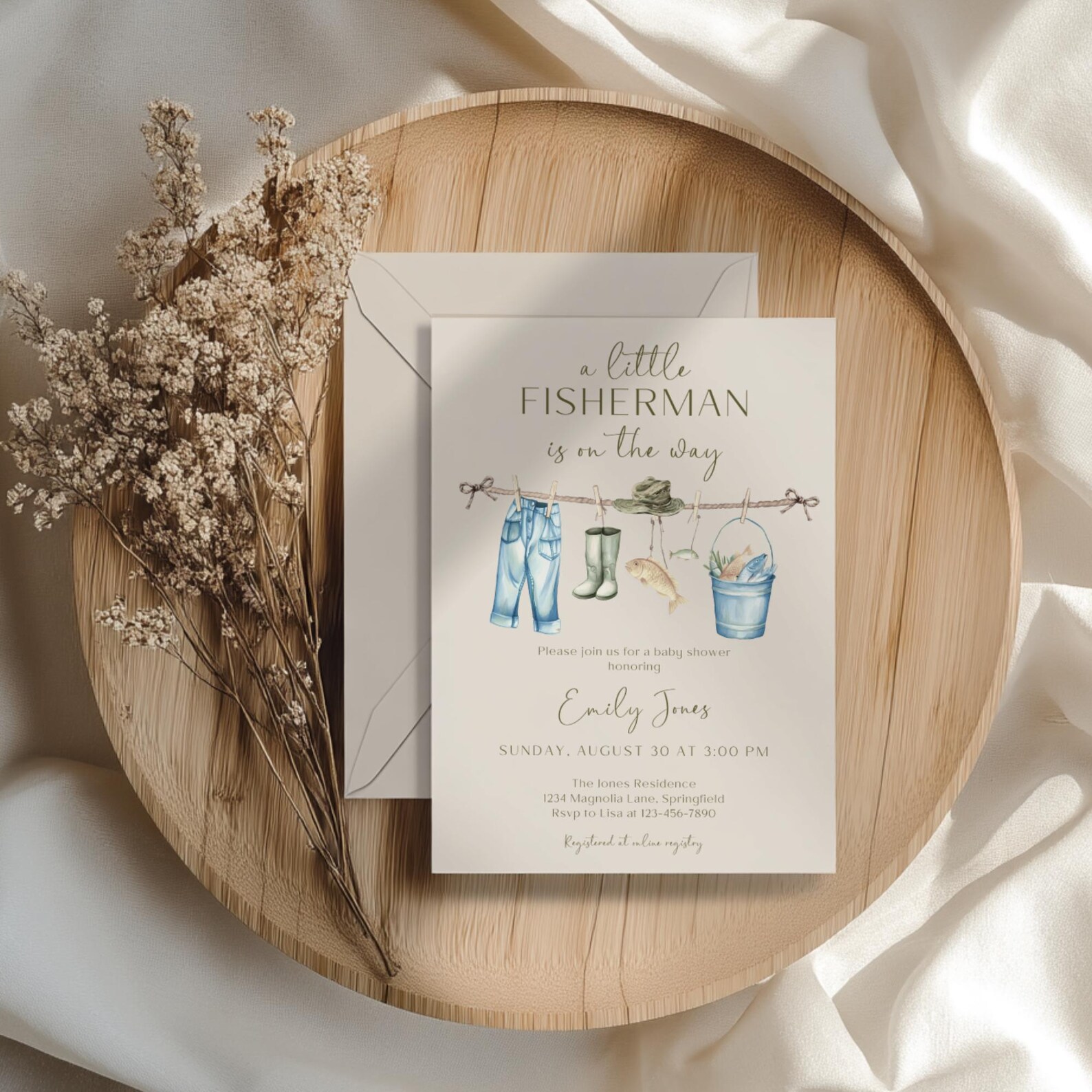 Fishing Baby Shower Invitation - A Little Fisherman is on the Way Baby ...