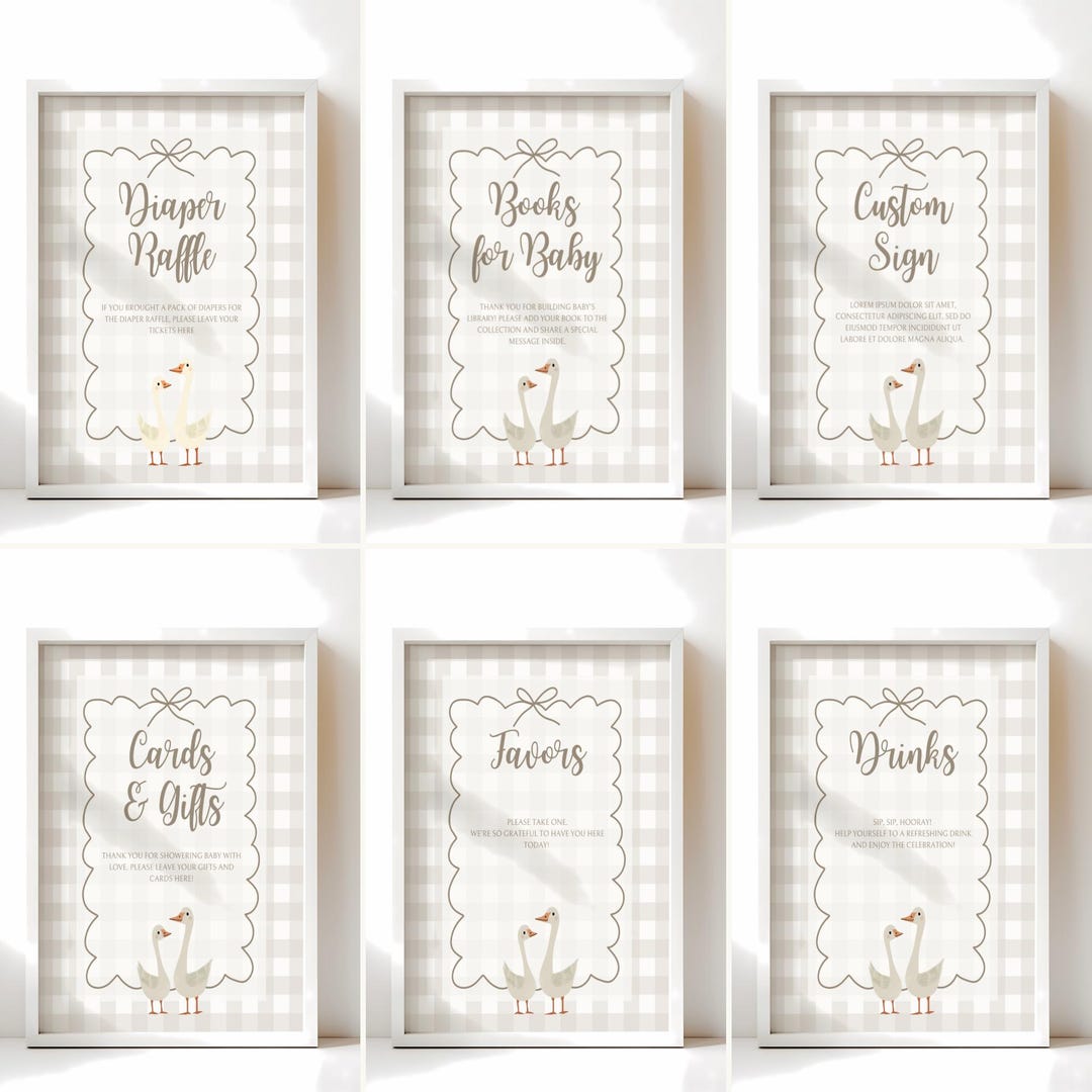 Silly Goose Baby Shower Sign Bundle, Beige Baby Shower Printable ...