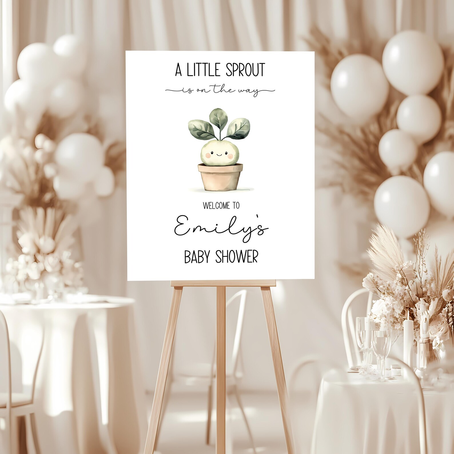 Little Sprout Baby Shower Welcome Sign - Locally Grown Decor - Neutral ...