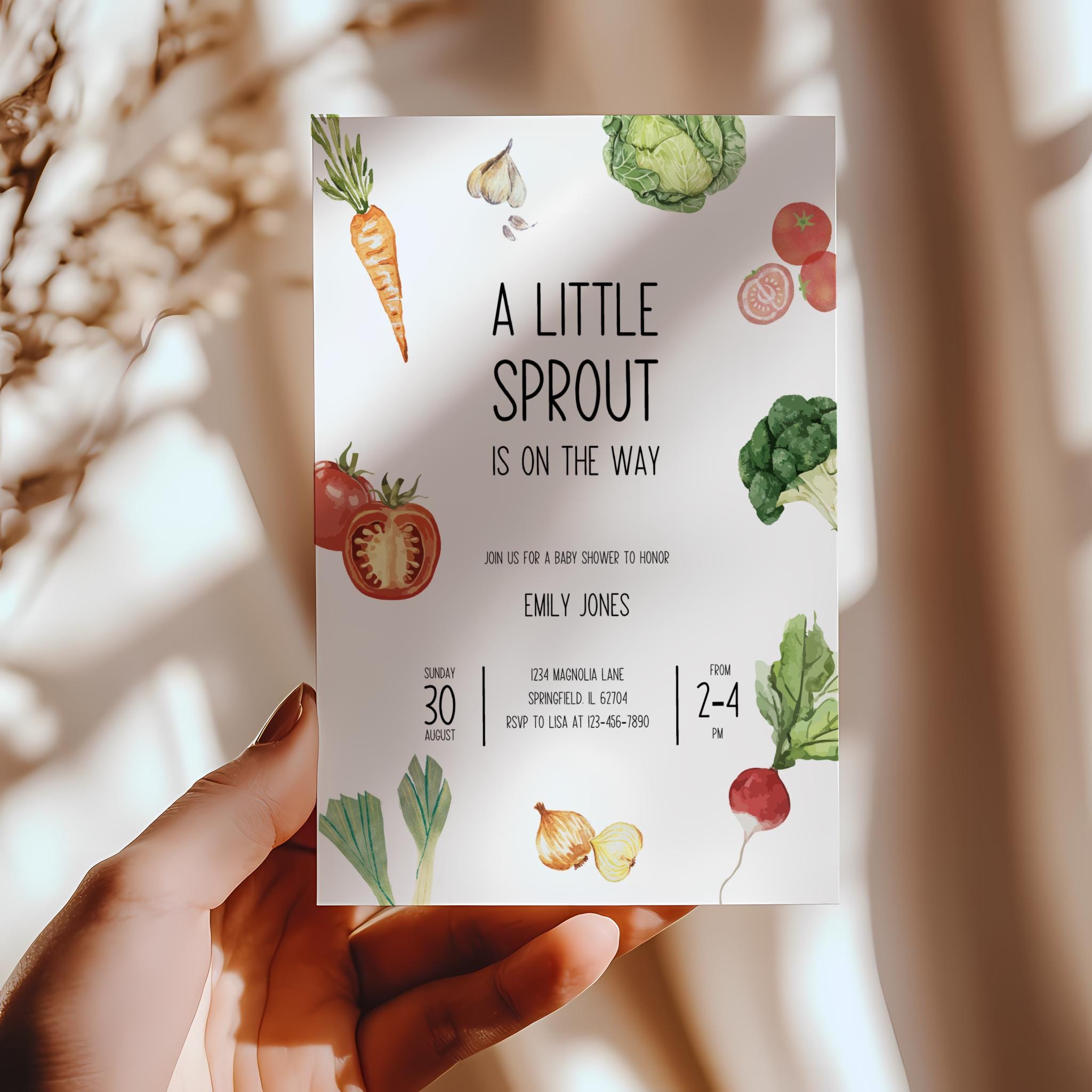 A Little Sprout is on the Way Baby Shower Invitation, Locally Grown ...