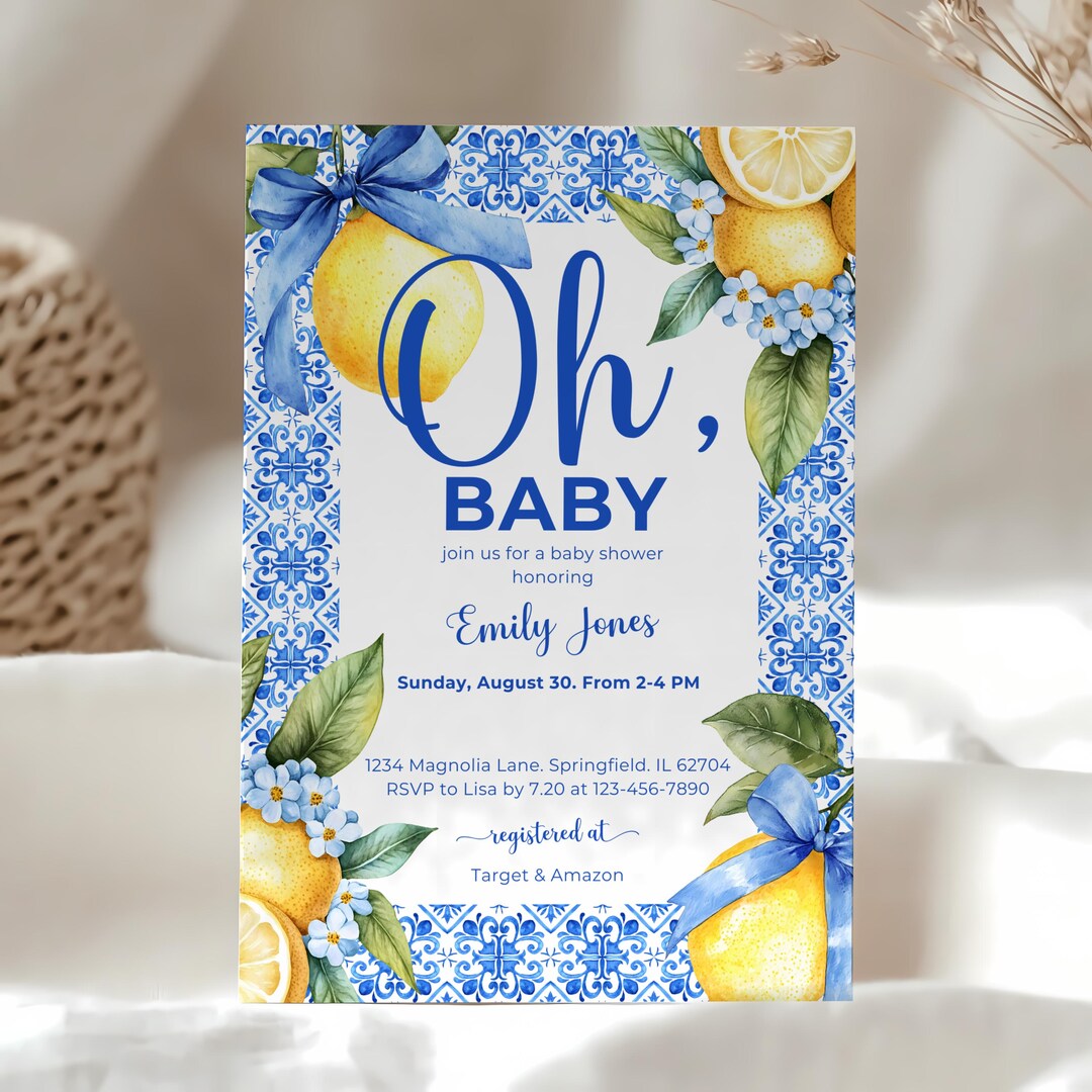 Lemon Baby Shower Invitation, Gender Neutral Lemon Theme Baby Shower ...