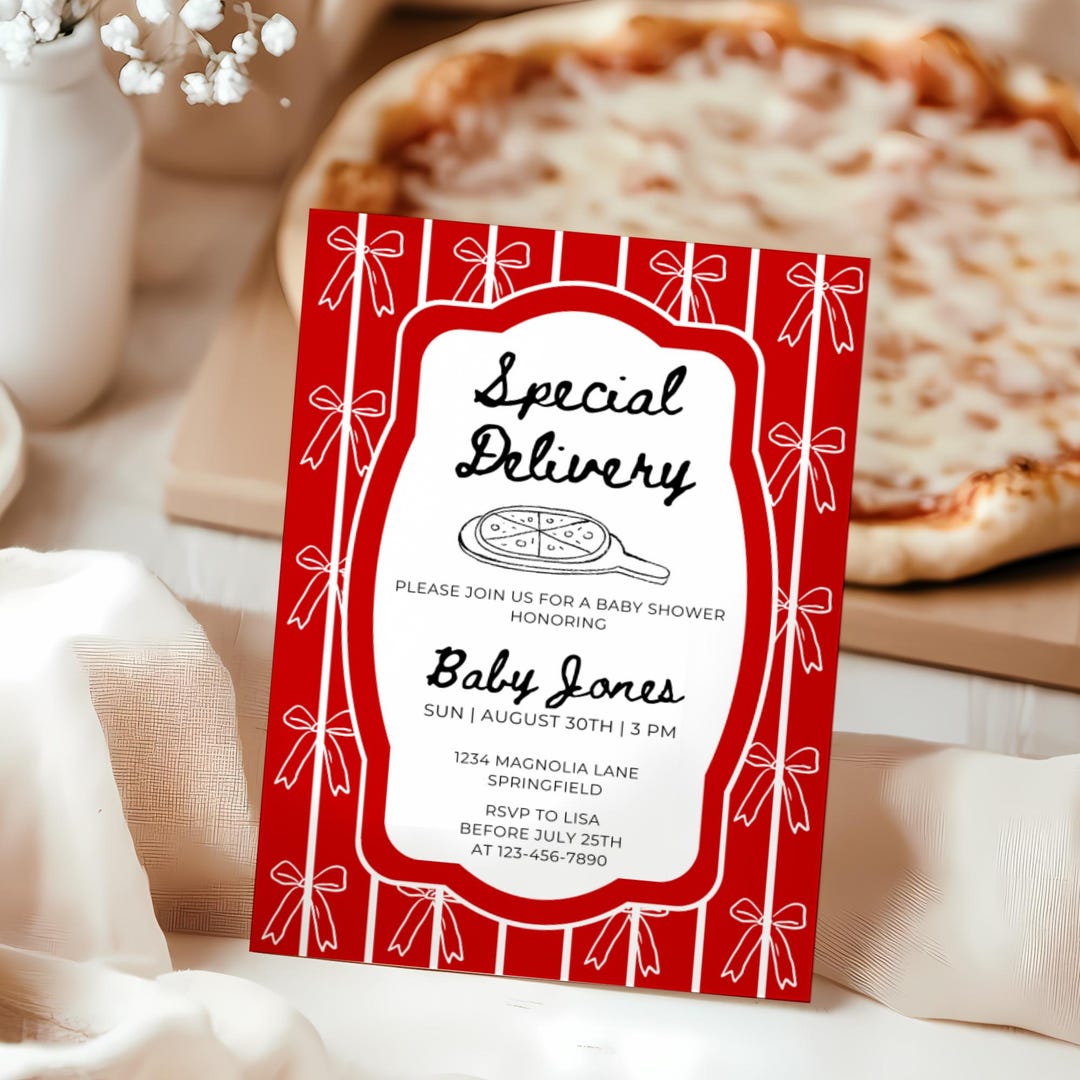 Special Delivery Baby Shower Invitation, Pizza Baby Shower Invite ...