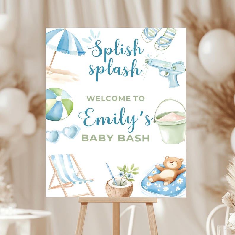 Splish Splash Baby Shower Bundle - Pool Baby Shower Decor - Splish ...