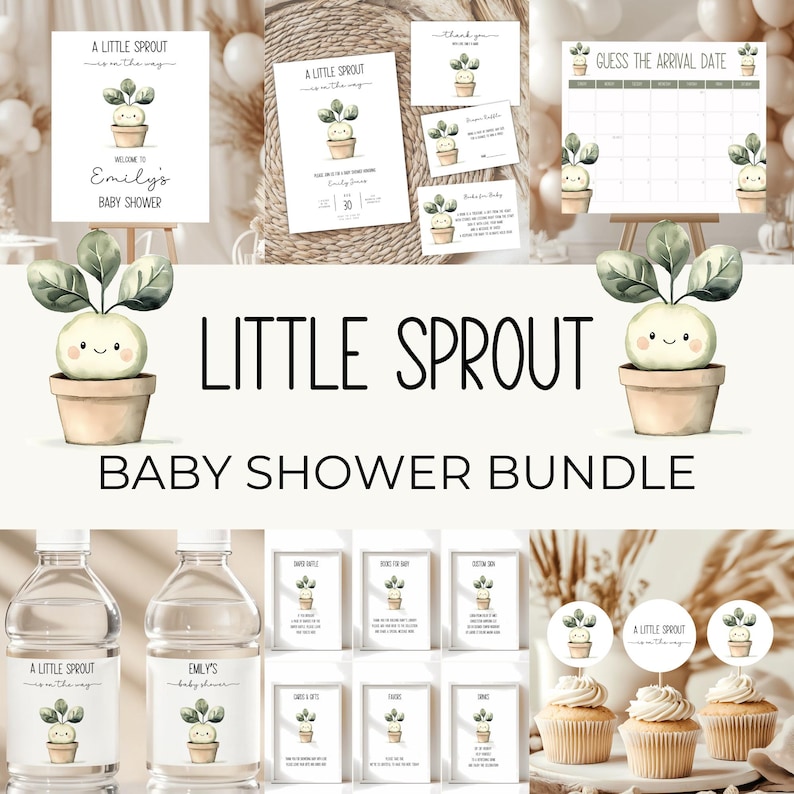 Little Sprout Baby Shower Bundle - Little Sprout Baby Shower Decor ...