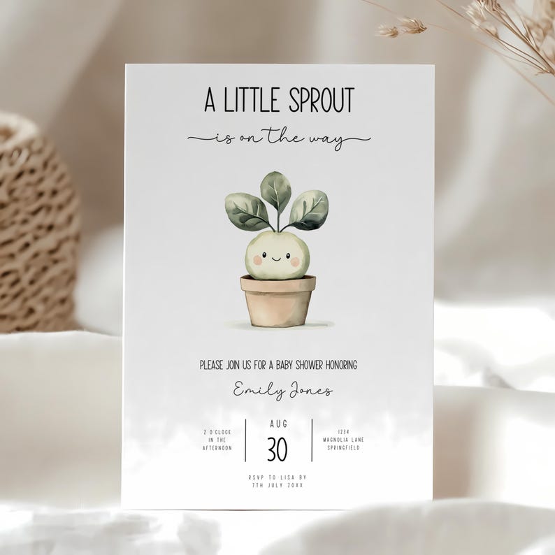 A Little Sprout is on the Way Baby Shower Invitation Locally Grown With ...