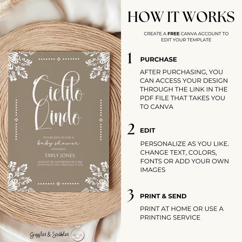 Cielito Lindo Baby Shower Invitation Set, Neutral Mexican Talavera ...