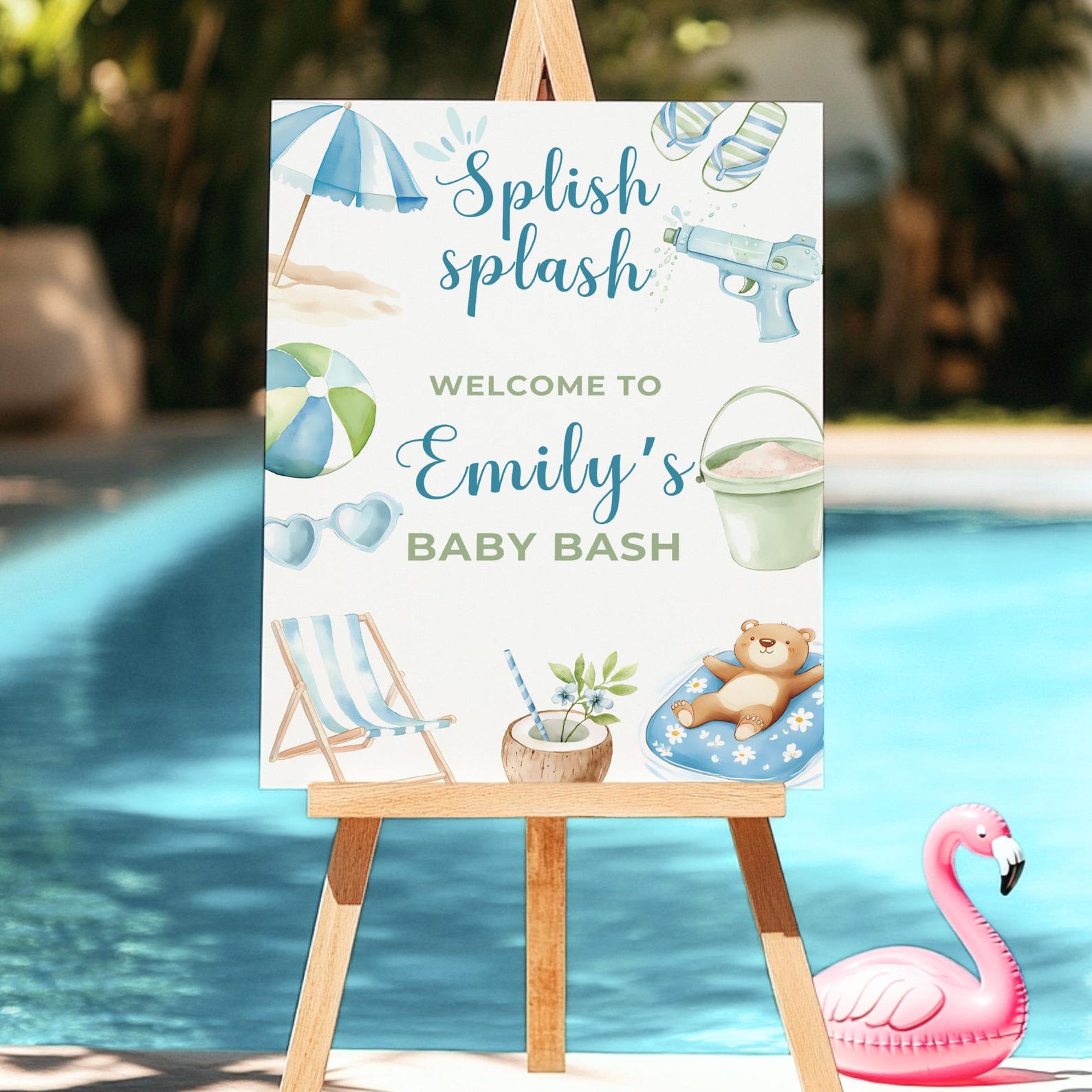Splish Splash Baby Shower Welcome Sign - Pool Baby Shower Decor ...