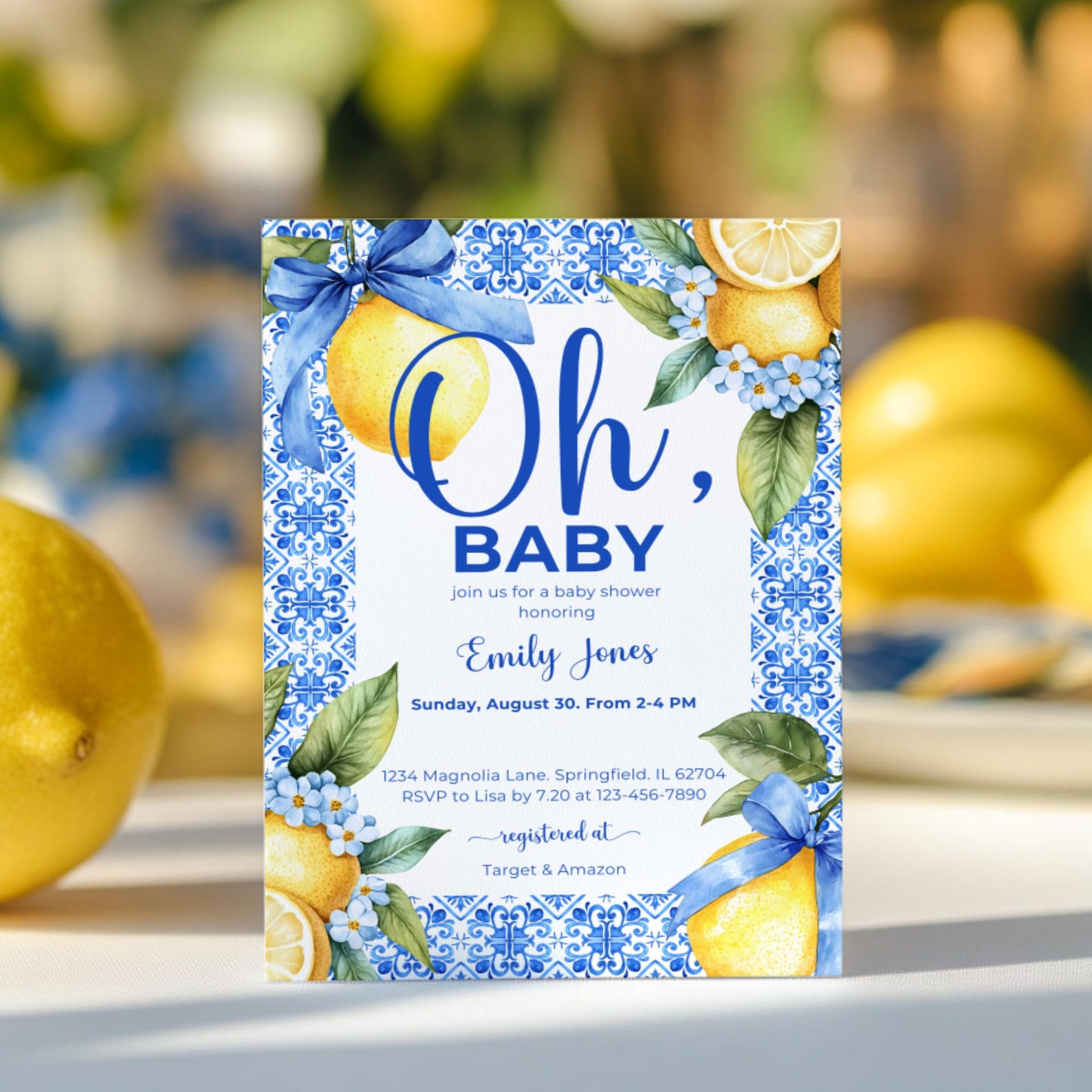 Lemon Baby Shower Invitation, Gender Neutral Lemon Theme Baby Shower ...