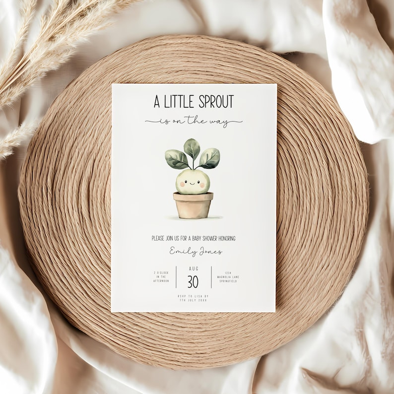A Little Sprout is on the Way Baby Shower Invitation Locally Grown With ...