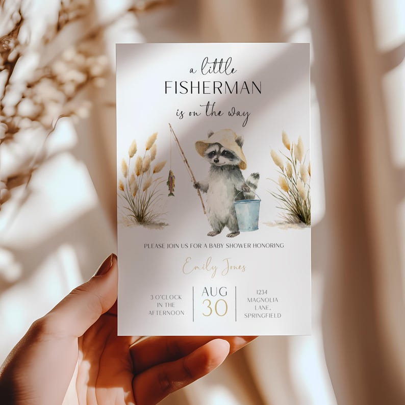 Editable Fishing Baby Shower Invitation - A Little Fisherman is on the ...