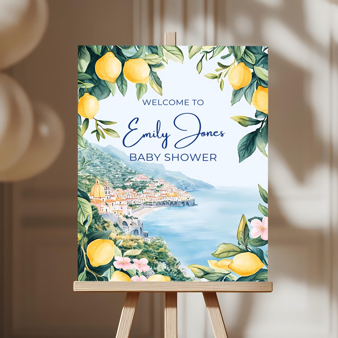 Amalfi Coast Baby Shower Welcome Sign, Italy Mediterranean Baby Shower ...