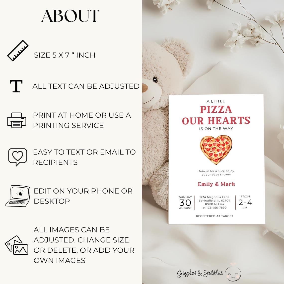 Pizza and Pacifiers Baby Shower Invitation, Pizza Baby Shower Invite ...