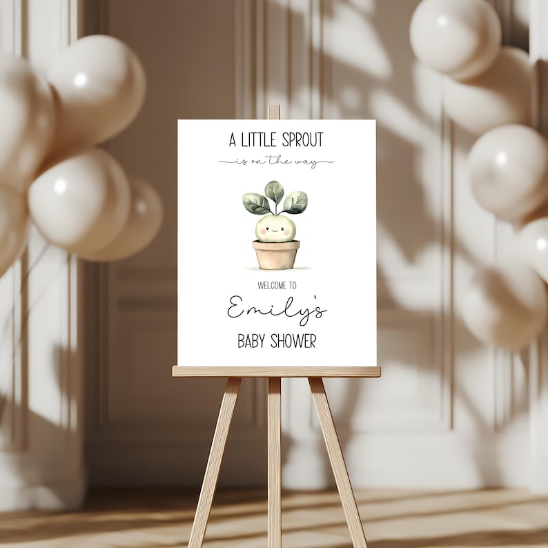 Little Sprout Baby Shower Welcome Sign - Locally Grown Decor - Neutral ...