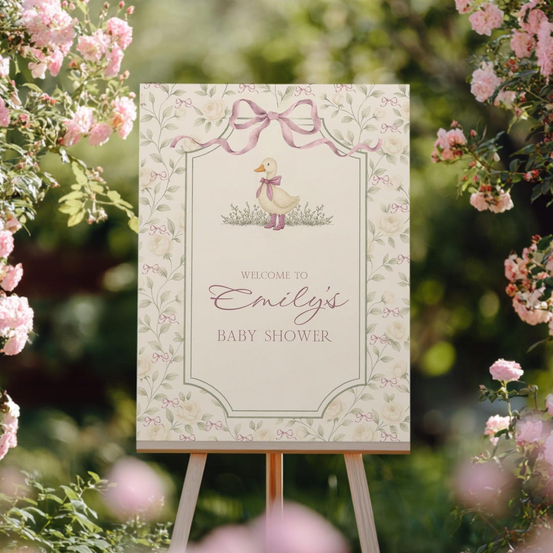 Vintage Floral Baby Shower Welcome Sign - Grandmillennial Little Goose ...