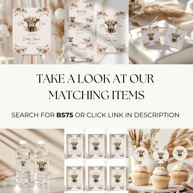 Holy Cow Baby Shower Water Bottle Labels, Editable Highland Cow Neutral ...