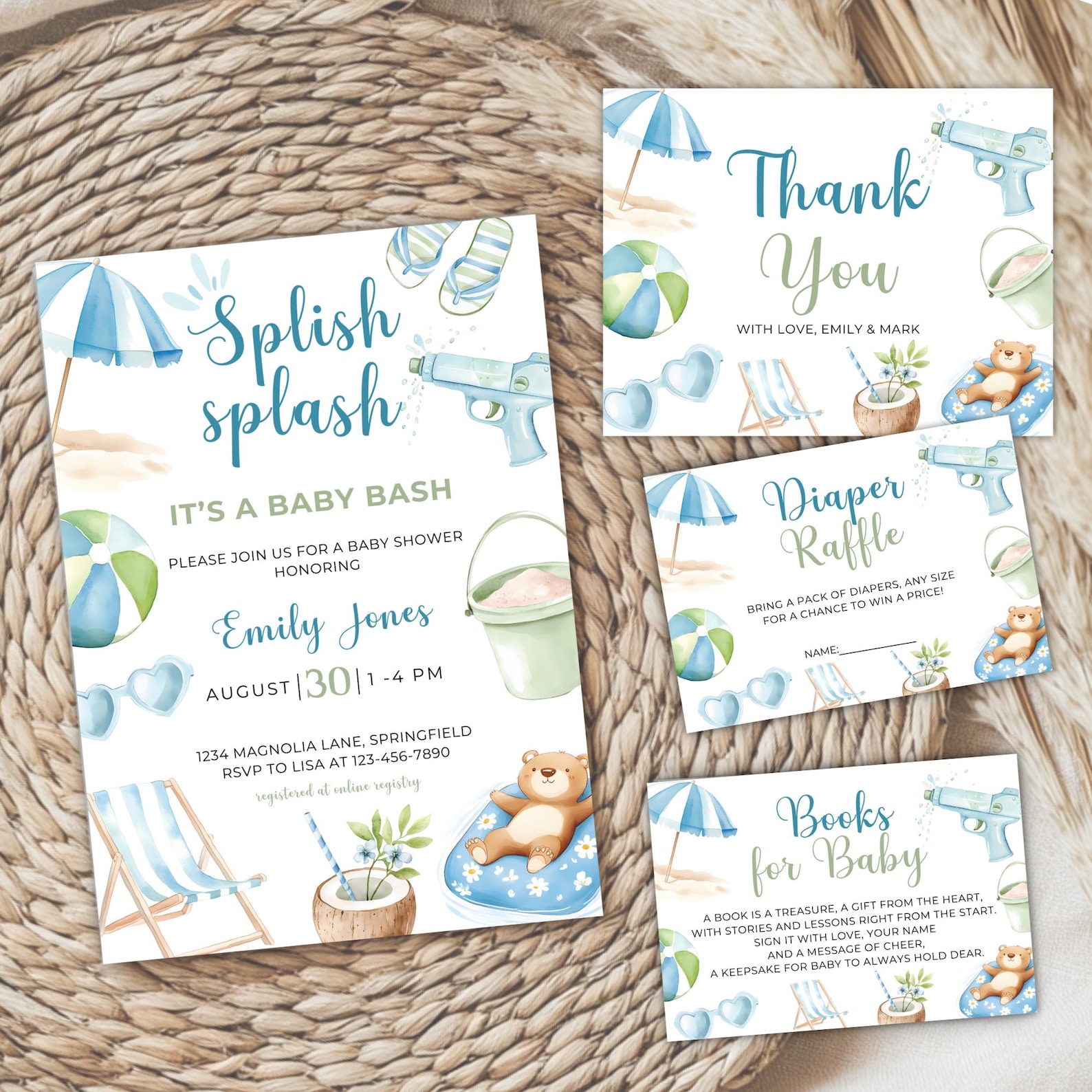 Splish Splash Baby Shower Bundle - Pool Baby Shower Decor - Splish ...