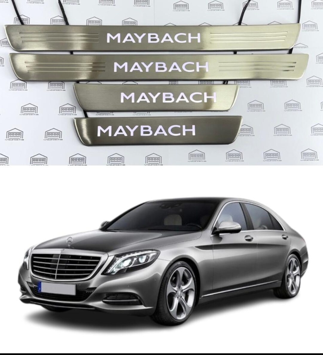 S600 SHORT BASE Maybach Style Scuff Plates LED Door Sills Made for ...