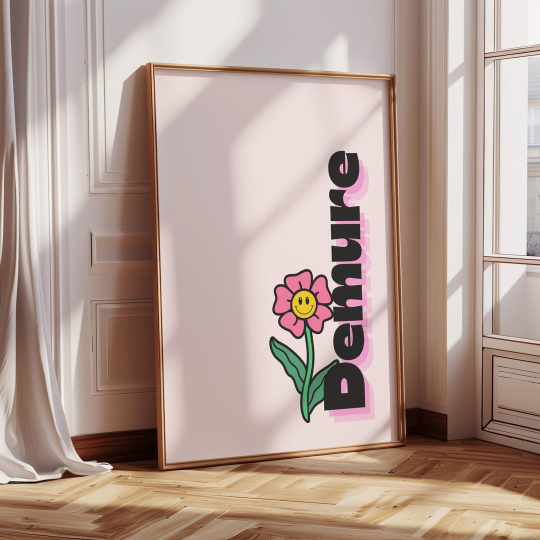 Very Demure Very Mindful, Minimalist Floral Art Prints, Wall Decor ...