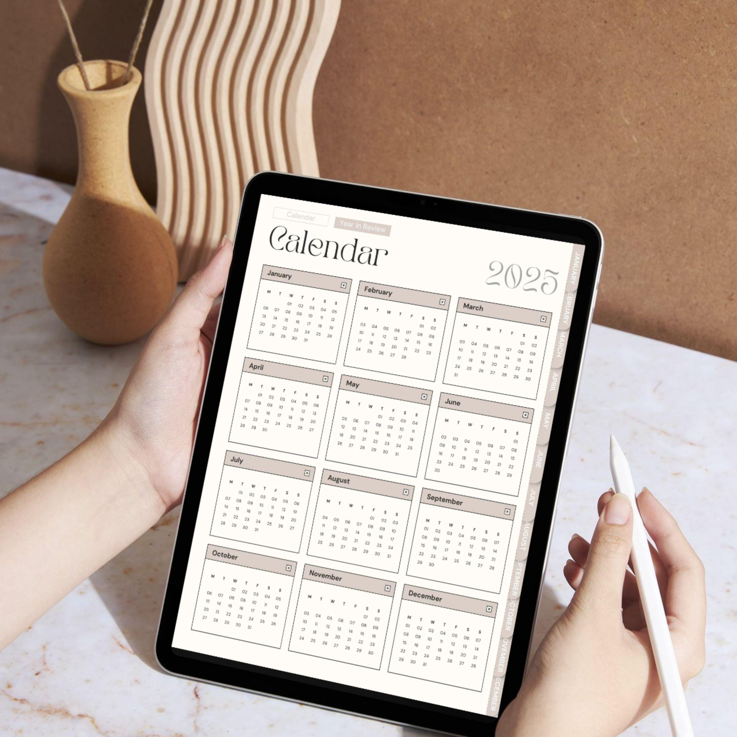 Interactive Monthly and Yearly Student Planner 2025 Neutral Digital ...