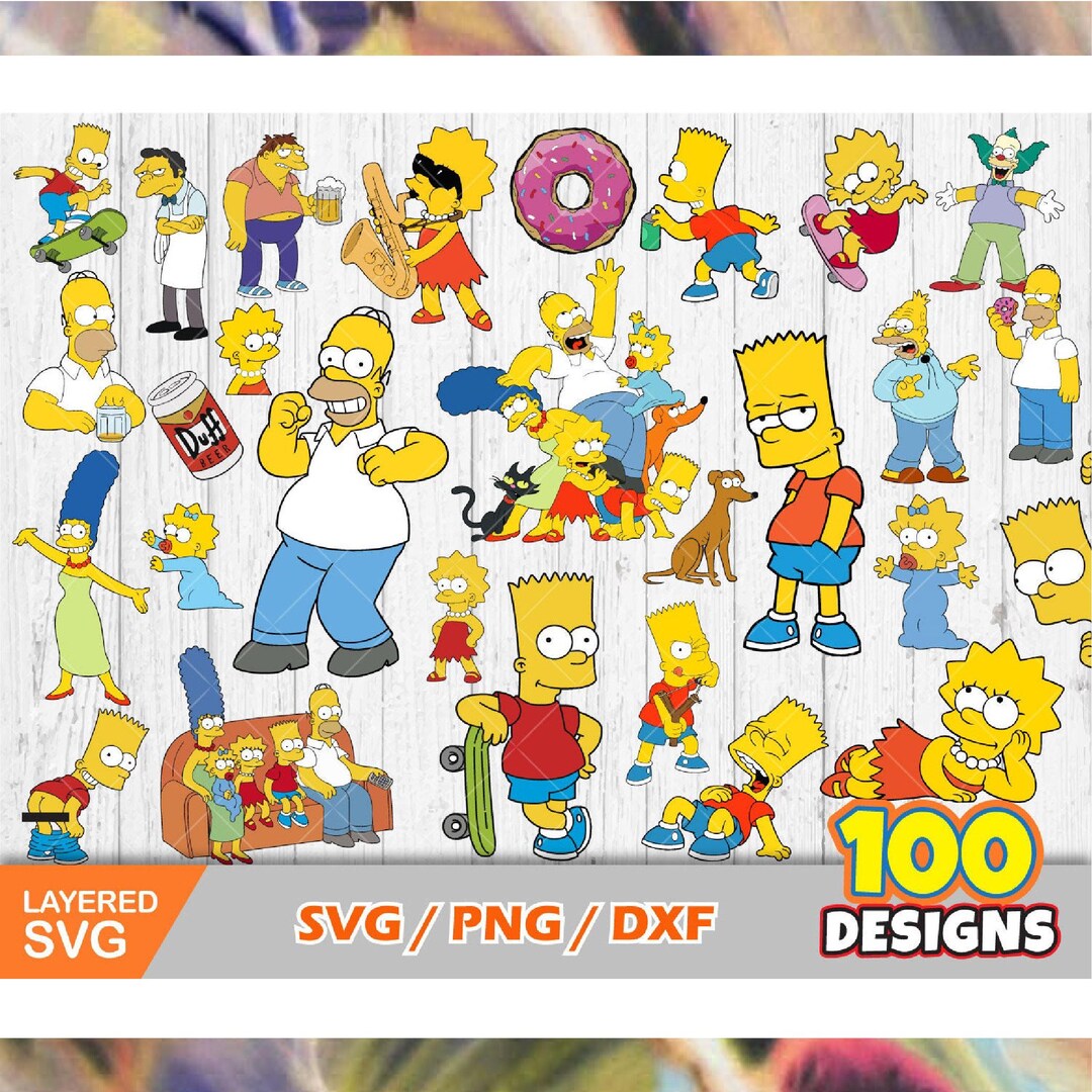 Simpsons Clip Art Bundle, Simpsons Svg Cut Files for Cricut ...
