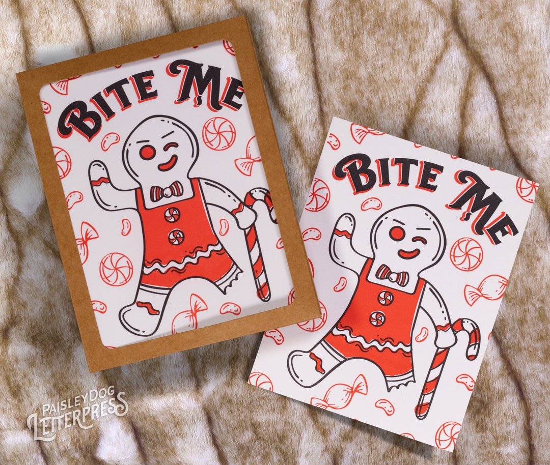 Letterpress Greeting Cards - Gingerbread Cookie / Holiday / Christmas ...