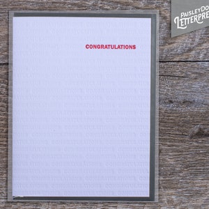 Congratulations Letterpress Greeting Card - Modern Design W/ Blind ...