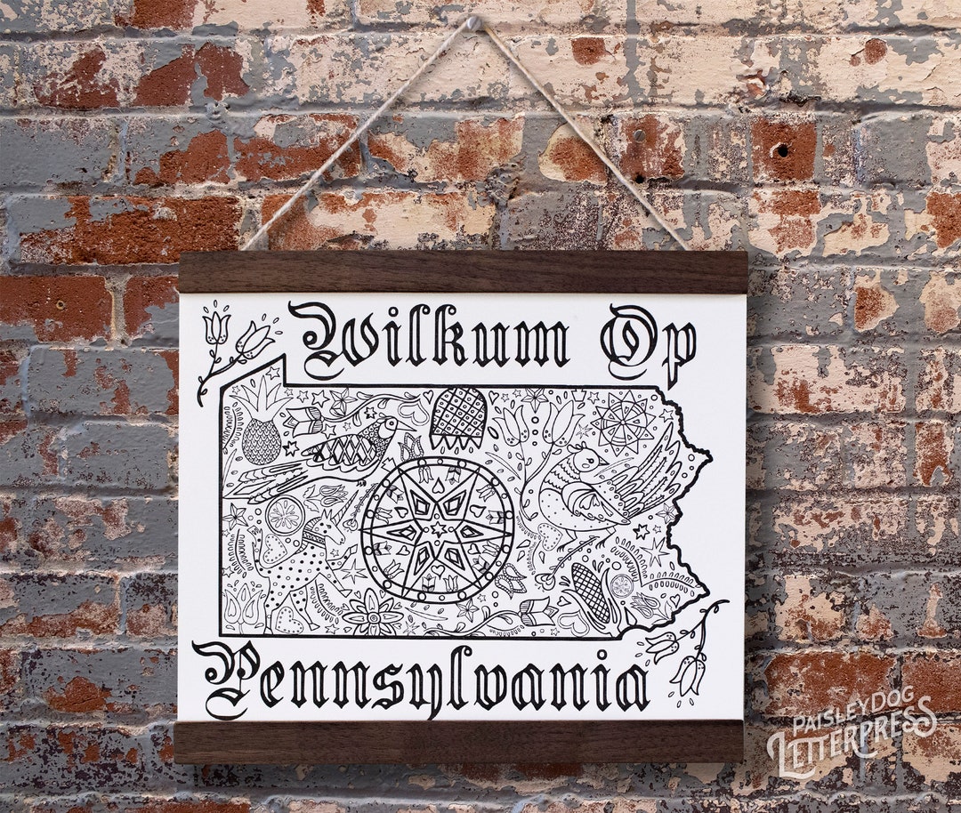 Letterpress Art Print - Pennsylvania Dutch / Creative Coloring Page ...