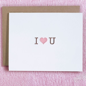 Letterpress Note Card Set I Heart U set of 6 Gifts for Him | Etsy