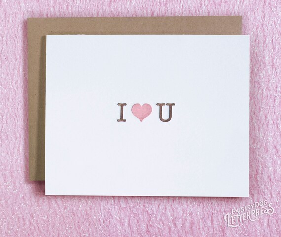 Letterpress Note Card Set I Heart U set of 6 Gifts for Him | Etsy