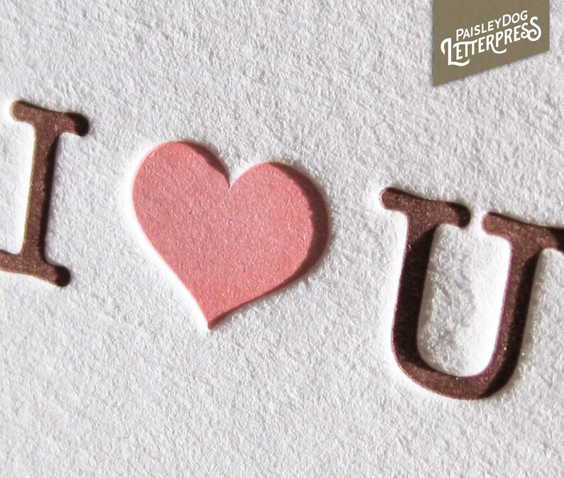 Letterpress Note Card Set I Heart U set of 6 Gifts for Him | Etsy