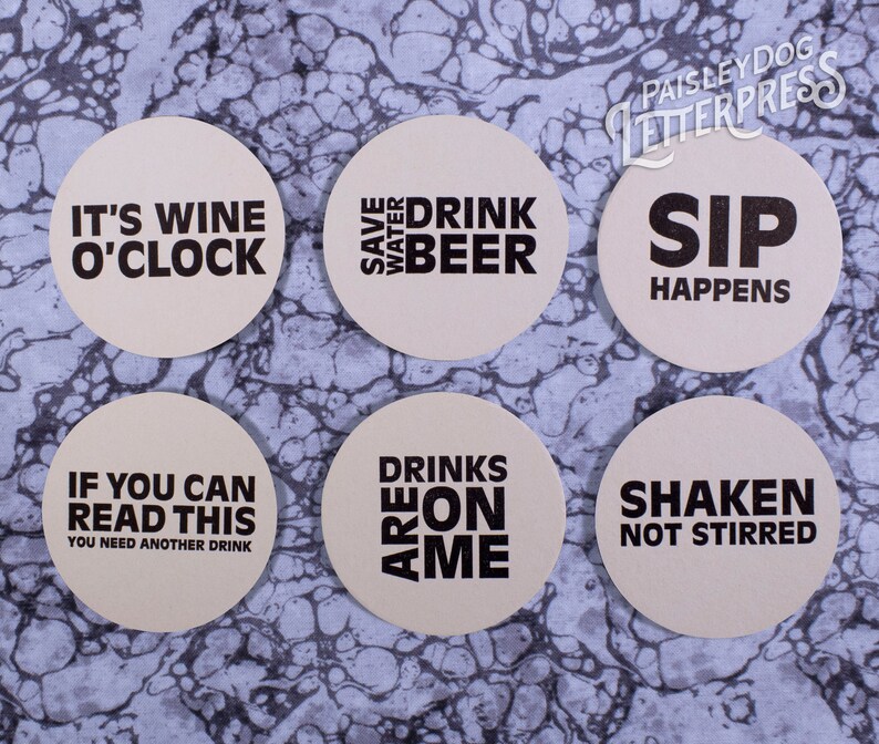 Assorted SNARKY - Letterpress Coasters (set of 6) - Etsy