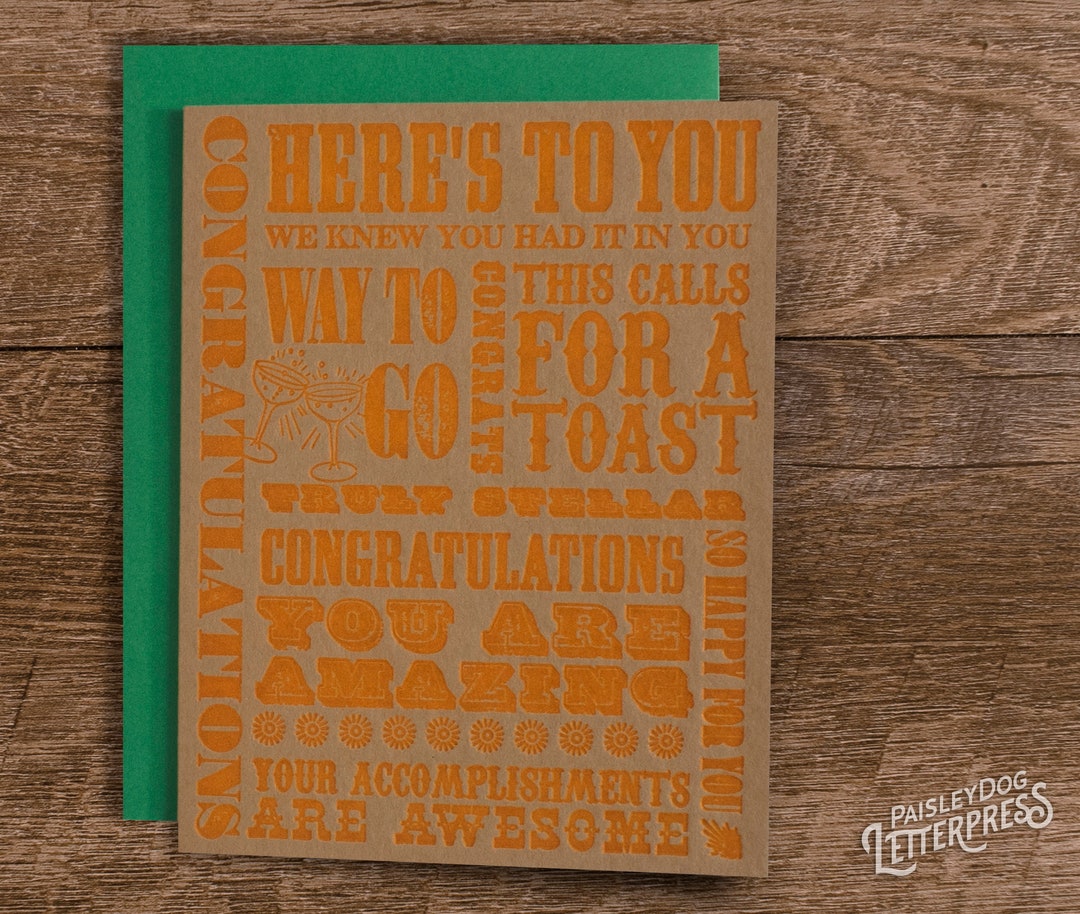 Letterpress Congratulations Card - *NEW* Wooden Type Collection (single ...