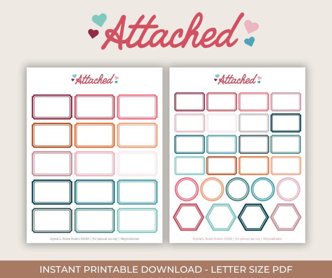 Attached Label Kit - Digital, Printable Valentine's Themed Journaling ...
