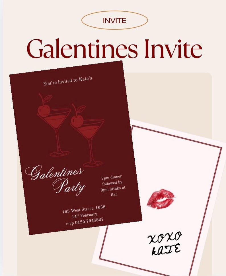 Galentines Dinner Invite - Valentine’s Day Canva Digital Template - Etsy