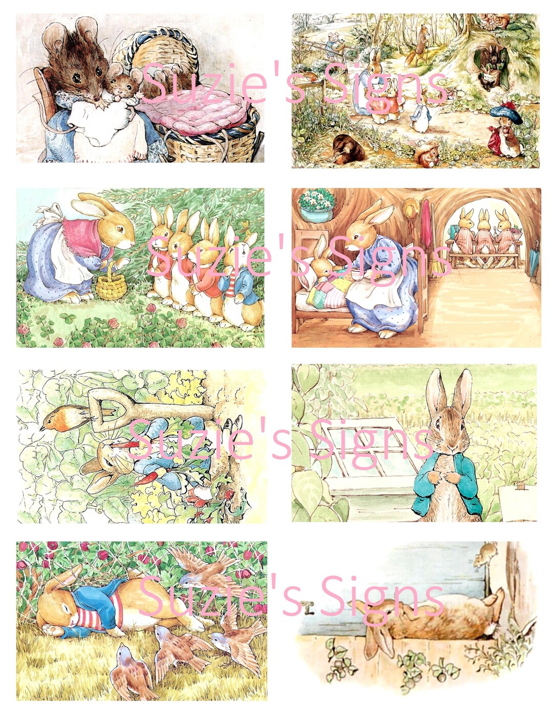 Vintage Beatrix Potter Fabric Blocks 100% Cotton 8 Total Fabric Images ...