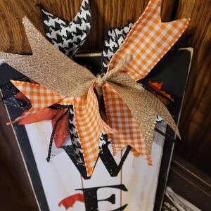 Primitive Fall Autumn Sign WELCOME Distressed Country Folk Art Orange ...