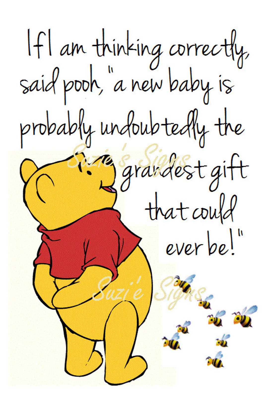 Winnie the Pooh Fabric Block 100% Cotton 8.5" by 5.5" If I Am Thinking ...