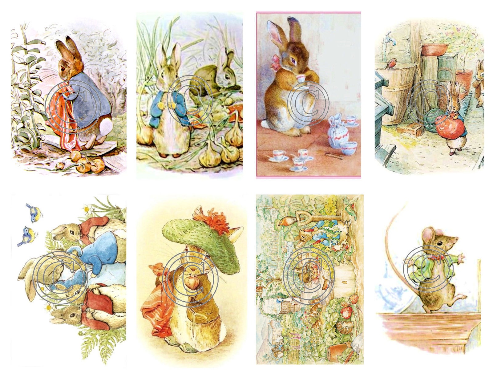 Vintage Beatrix Potter Fabric Blocks 100% Cotton 8 Total Fabric Images ...