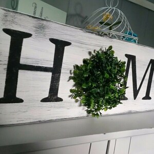 Large Primitive Sign HOME With Boxwood Wreath for Letter "o" Farmhouse ...