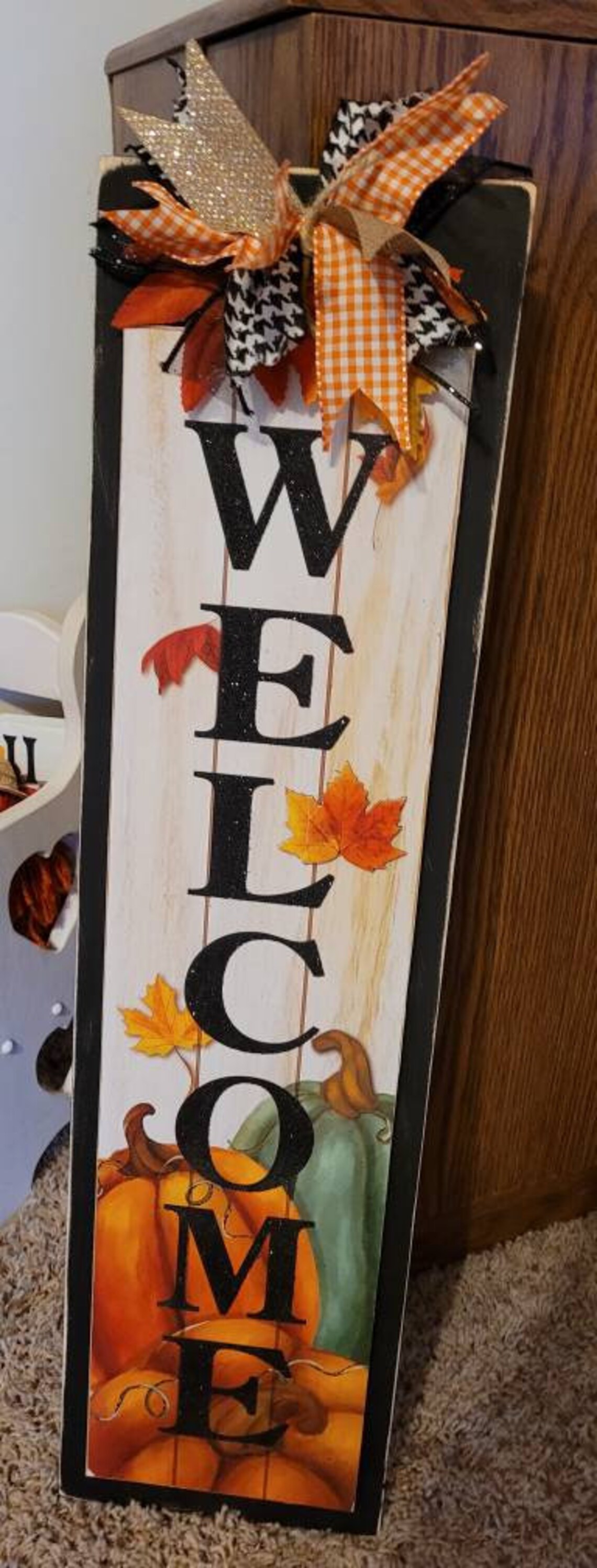 Primitive Fall Autumn Sign WELCOME Distressed Country Folk Art - Etsy