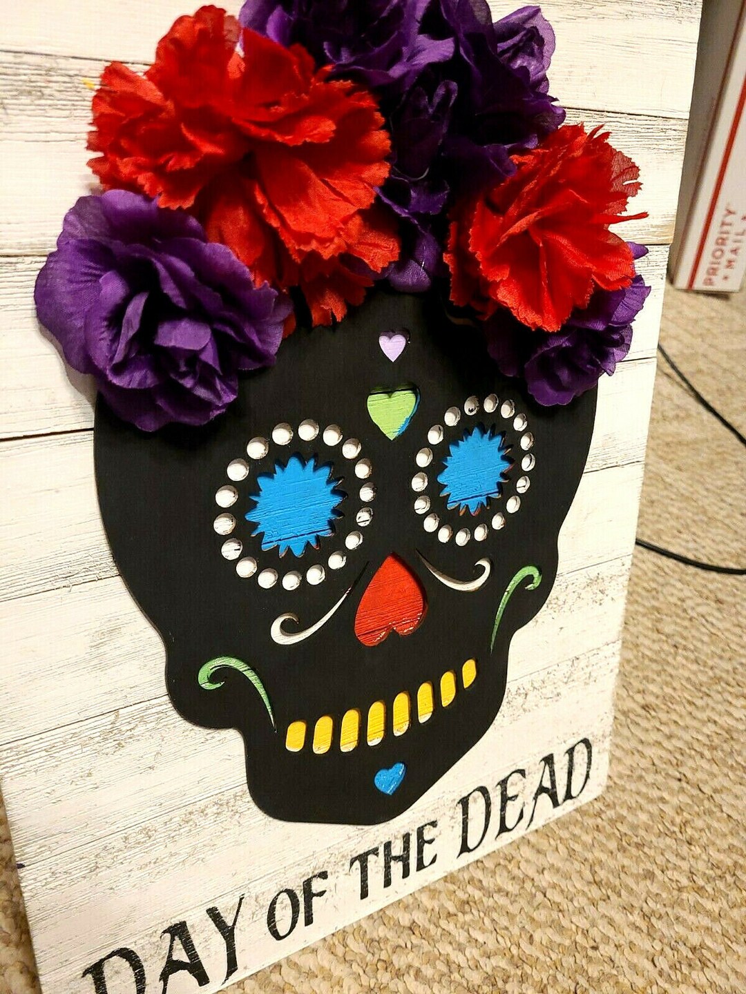 Day of the Dead Sign Sugar Skull Sign Halloween Sign Colorful Floral ...
