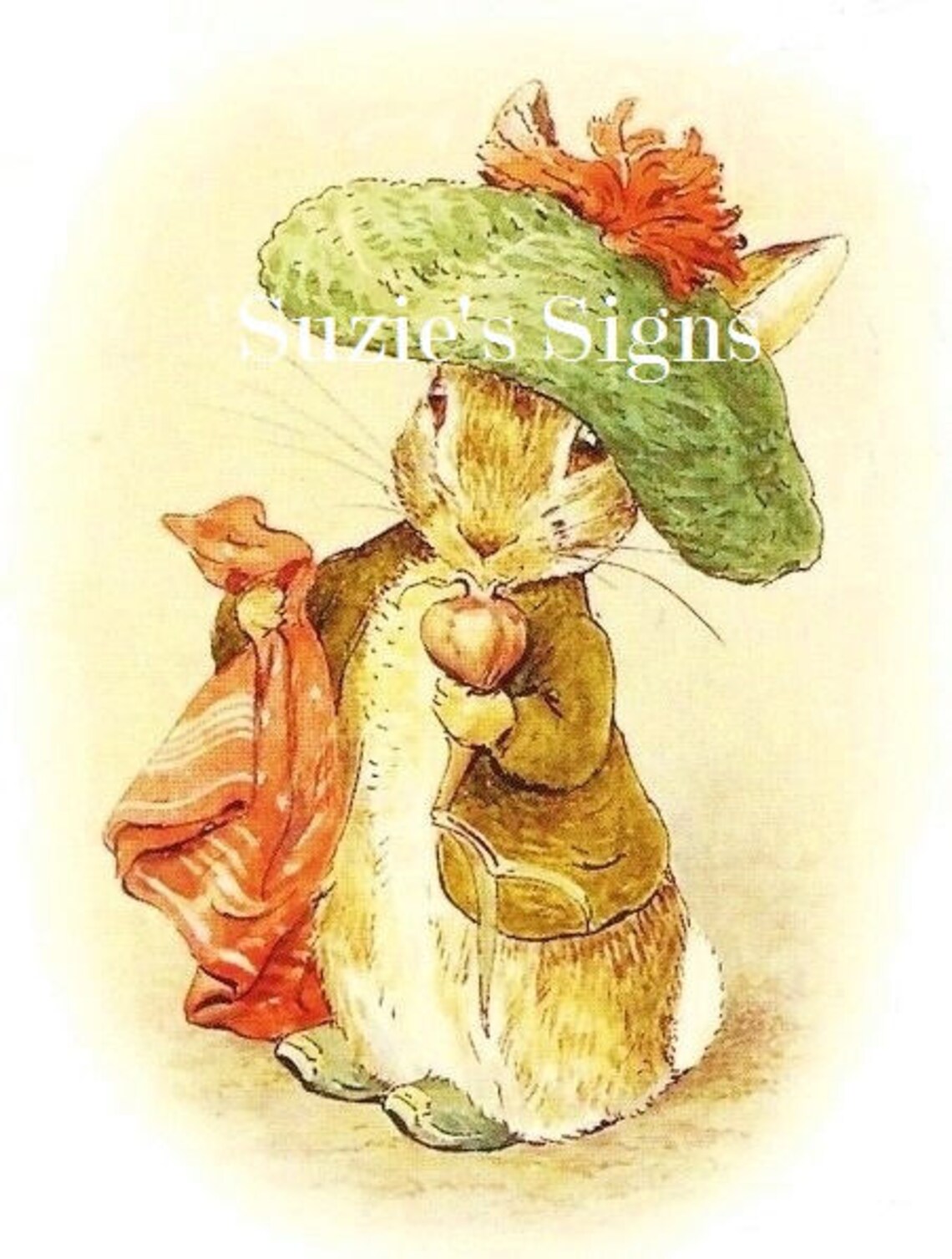 Vintage Beatrix Potter Fabric Block 100% Cotton 8.5" by 5.5" Peter ...