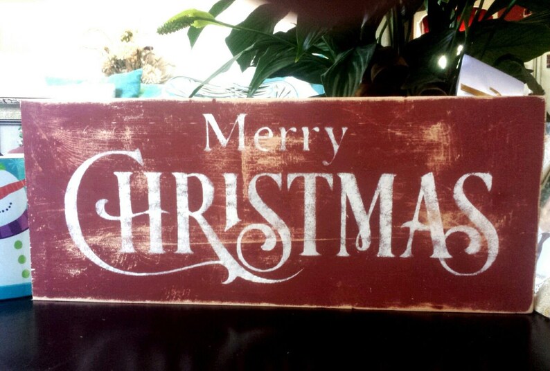 Primitive Sign Merry Christmas Distressed Barn Red Holiday Sign - Etsy