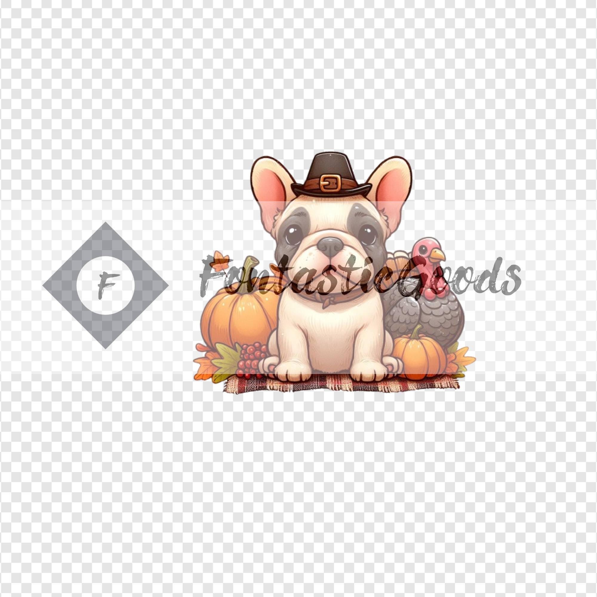 Thanksgiving French Bulldog PNG, Cute Fall Dog Clipart, Frenchie in ...
