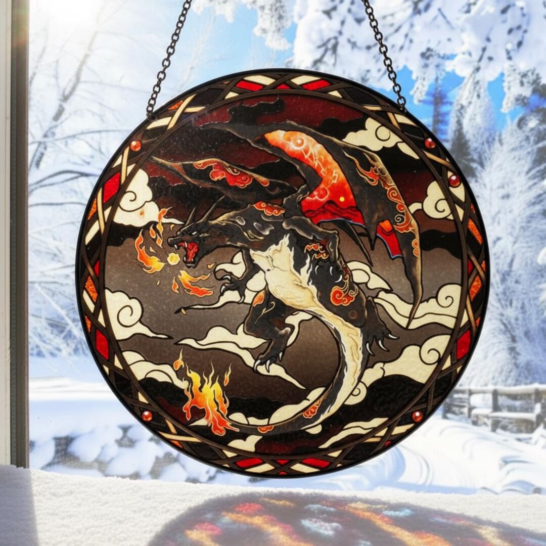 Charizard Pokémon Gen1 Glass Suncatcher, Handmade Pokémon Suncatcher ...